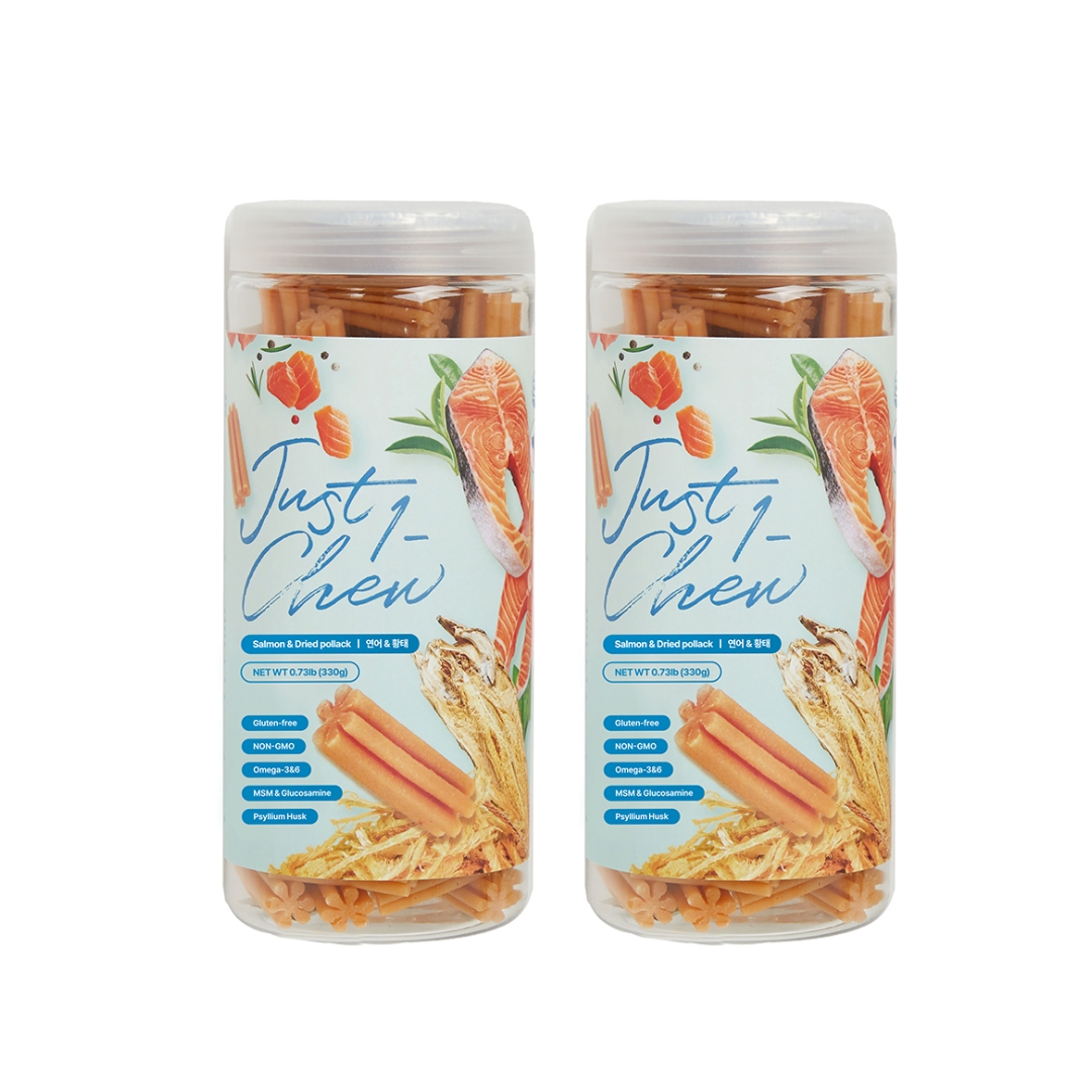 바잇미 :: 펫토리아 한입뚝딱 연어와 황태 덴탈츄 강아지 껌 330g X 2개