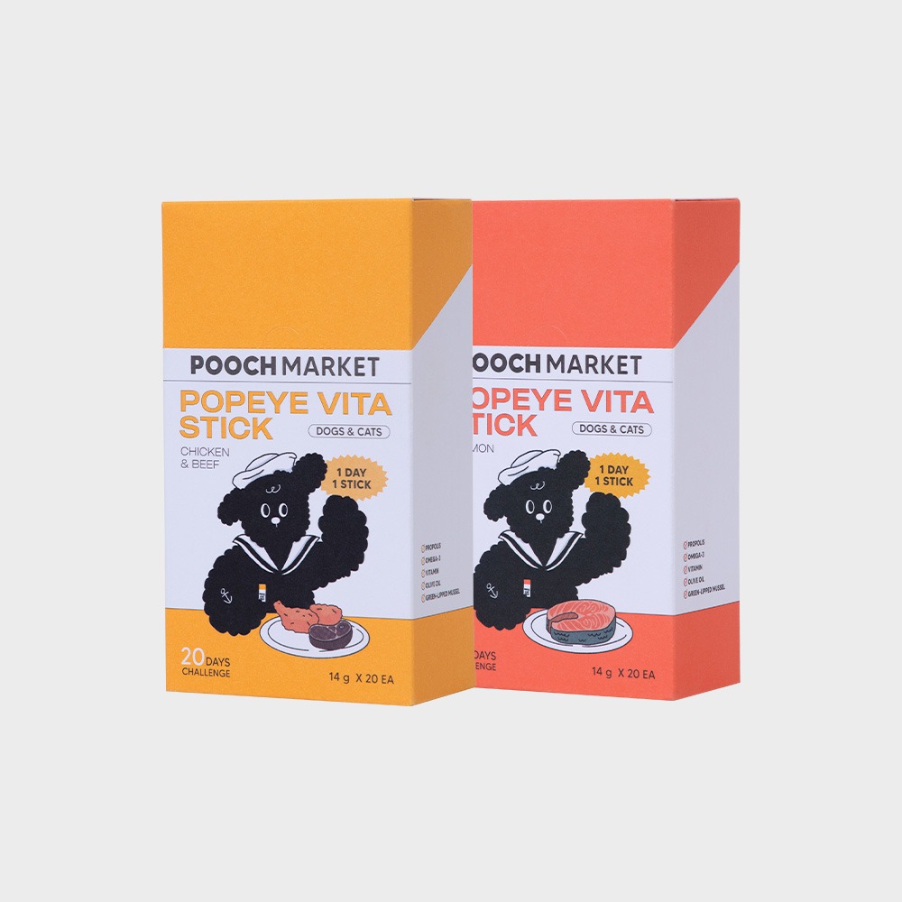 바잇미 :: 뽀빠이비타스틱 2종 세트 560g 40입(연어 20p+치킨&비프 20p)